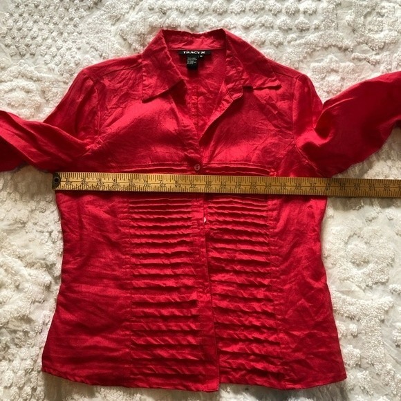 Tracy M | Tops | Tracy M 0 Linen Fuschia Pink Horizontal Pleated Front ...